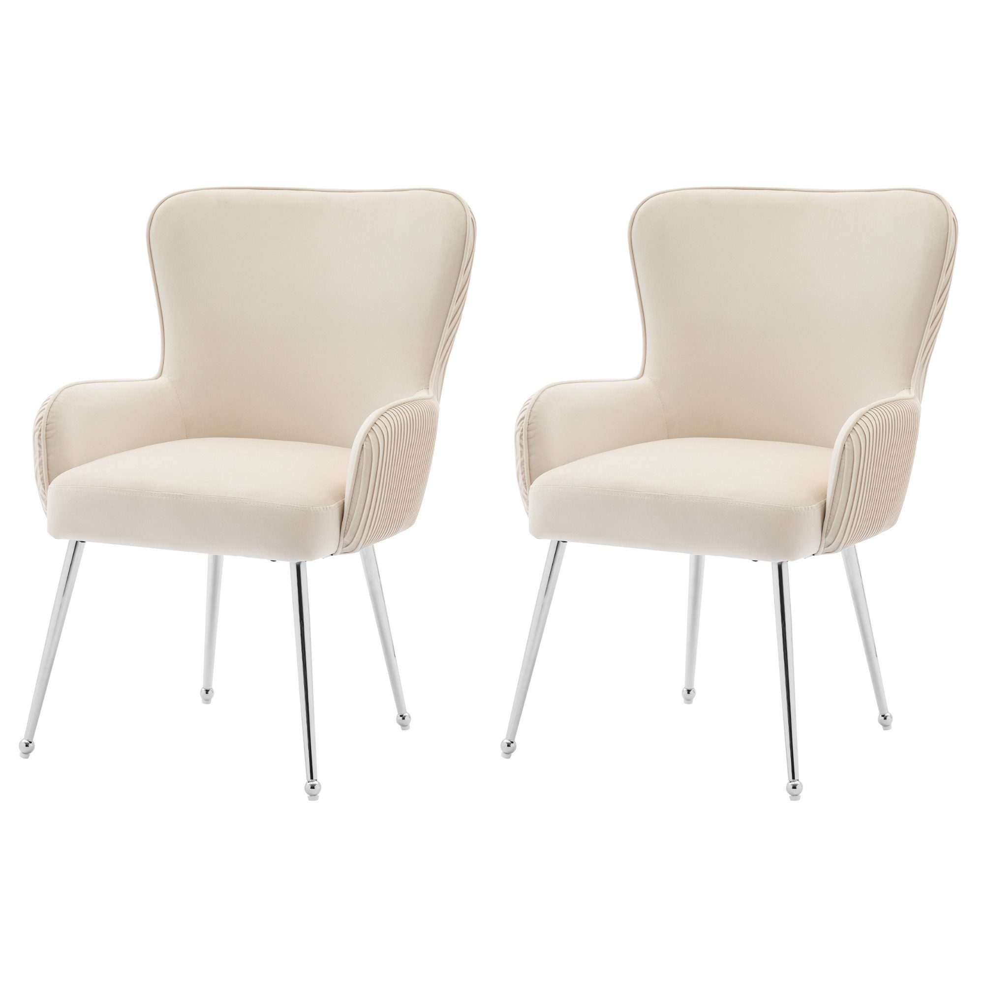 Flieks Esszimmerstuhl (Set, 2 St), 2er Set Polsterstühle mit Armlehnen Wohnzimmerstuhl Samt ...